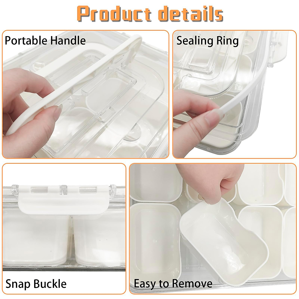 BOYUANSCH 8-Compartment Snackle Box | Portable Divided Food Storage Container & Serving Tray | Travel Snack Container | Great for Parties, Travel & Daily Use