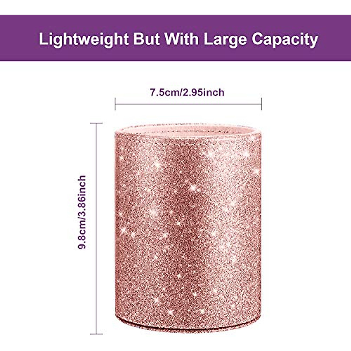 Pencil Cup, Pen Cup PU Glitter Pen Holder Shiny Pen Pencil Stand Pencil Holders Makeup Brush Holder Pen Pencil Organizer Case for Desk Organizer and Storage Box Office Classroom Home (Pink)