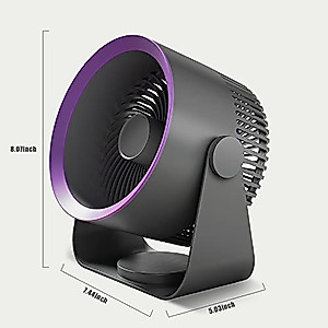 AIBAASAA table fan. Battery operated fan. Quiet home desk fan. Bedside fan. 4000 ma. Up and down 90° adjustable. Three speeds. Portable fan. Suitable for living room, bedroom, kitchen use. (Grey)