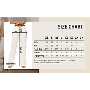 Cali1850 Women's Casual Linen Pants 32" Inseam Oceanside Drawstring Smocked Waist Lounge Beach Pants with Pockets White X-Large