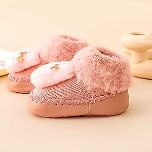 Lykmera Autumn Winter Comfortable Baby Toddler Shoes Cartoon Children Cotton Warm Breathable Non Slip Floor Walking Shoes (Pink, 12-18 Months)