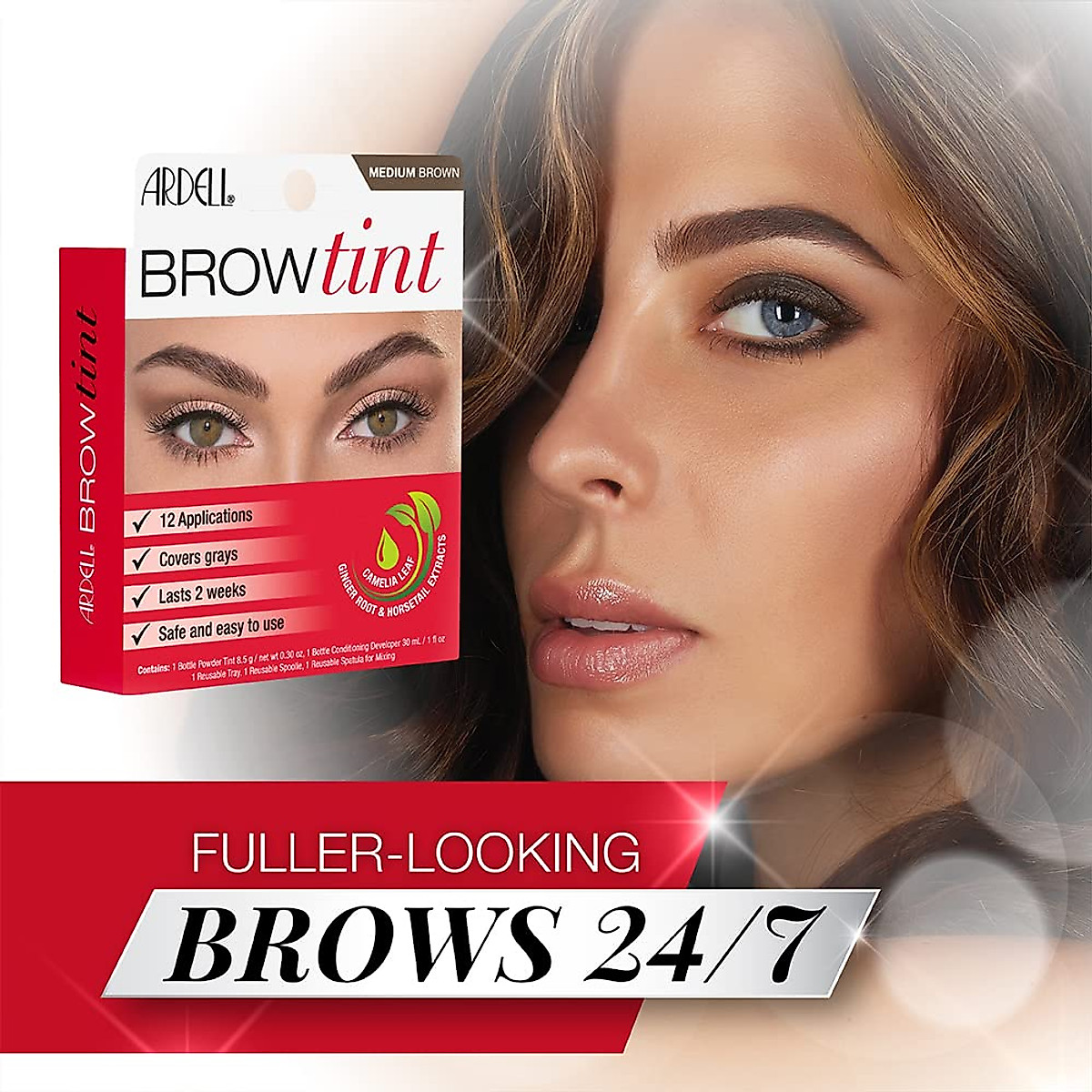 Ardell Brow Tint Medium Brown, Longer-lasting, Semi-permanent Brow Dye, with Natural Extracts, Complete Brow Tinting Kit, 1 pack