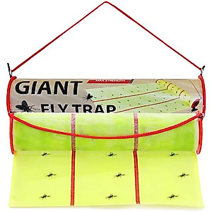 Giant Sticky Fly Trap Roll - MAX Strength - Outdoor/Indoor - Non Toxic - for Flies and Other Bugs (2 Pack- Contains 2 Giant Fly Rolls)