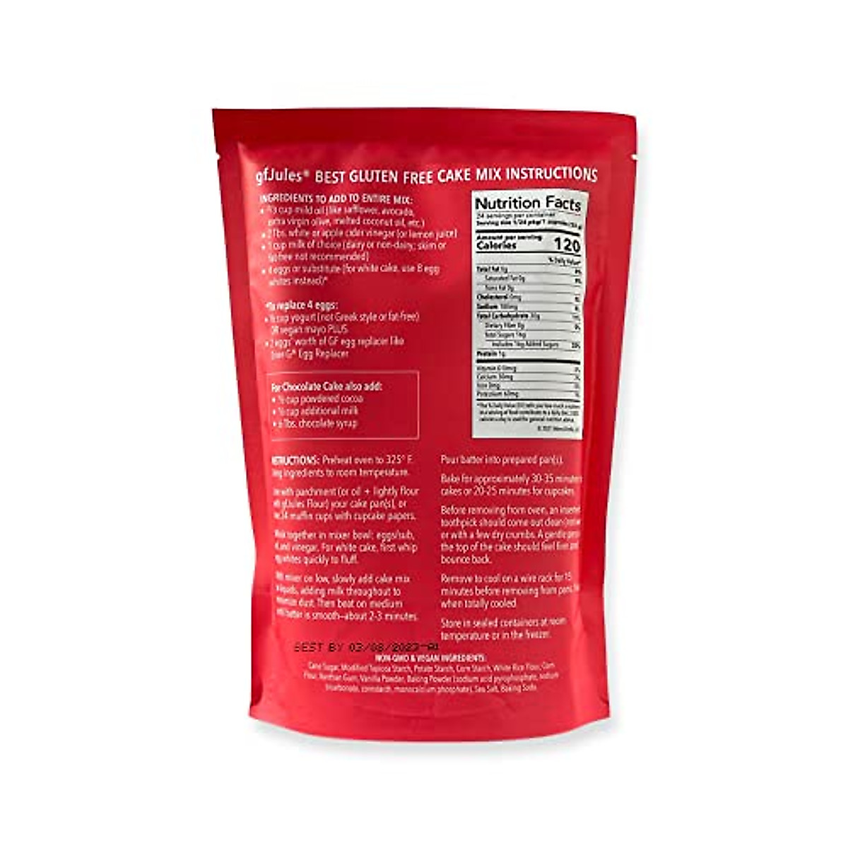 gfJules Certified Gluten Free Cake Baking Mix | Perfect for Cupcakes | No Grit, Non-GMO, Vegan, Kosher & Top 9 Allergen Free | Baking Alternative to Regular Cake Mixes | 29 Ounces