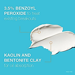 Neutrogena Clear Pore 2 in 1 Facial Cleanser/Face Mask with Kaolin & Bentonite Clay & 3.5% Benzoyl Peroxide Acne Treatment Medication, Daily Face Wash & Shine Control Clay Mask, 4.2 fl. Oz (Pack of 6)