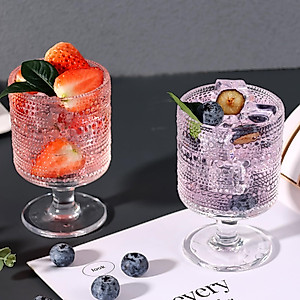 Hobnail Drinking Glasses, 8 oz Vintage Wine Glasses, Goblet Glasses Set of 10, Vintage Glassware for Iced Tea, Wine, Beer, Juice, Cocktail, Whiskey