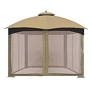 CoastShade Universal Replacement Canopy Mosquito Netting Screen Sidewalls Height 7FT for 8x8 or 10x10 or 10x12 Gazebo Canopy,Beige