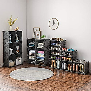 KOUSI 60-Pairs Shoe Organizer Shoe Rack Shoe Tower Storage Cabinet Storage Organizer Modular Shoe Cabinet, Black