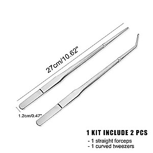 Longjet Feeding Tongs, 2 Pcs 10.6 Inch Stainless Steel Long Tweezers Forceps, for Reptile Lizards, Gecko, Bearded Dragon, Snake, Turtle Feeder and Aquarium Aquatic Plant Bonsai Starter Tools