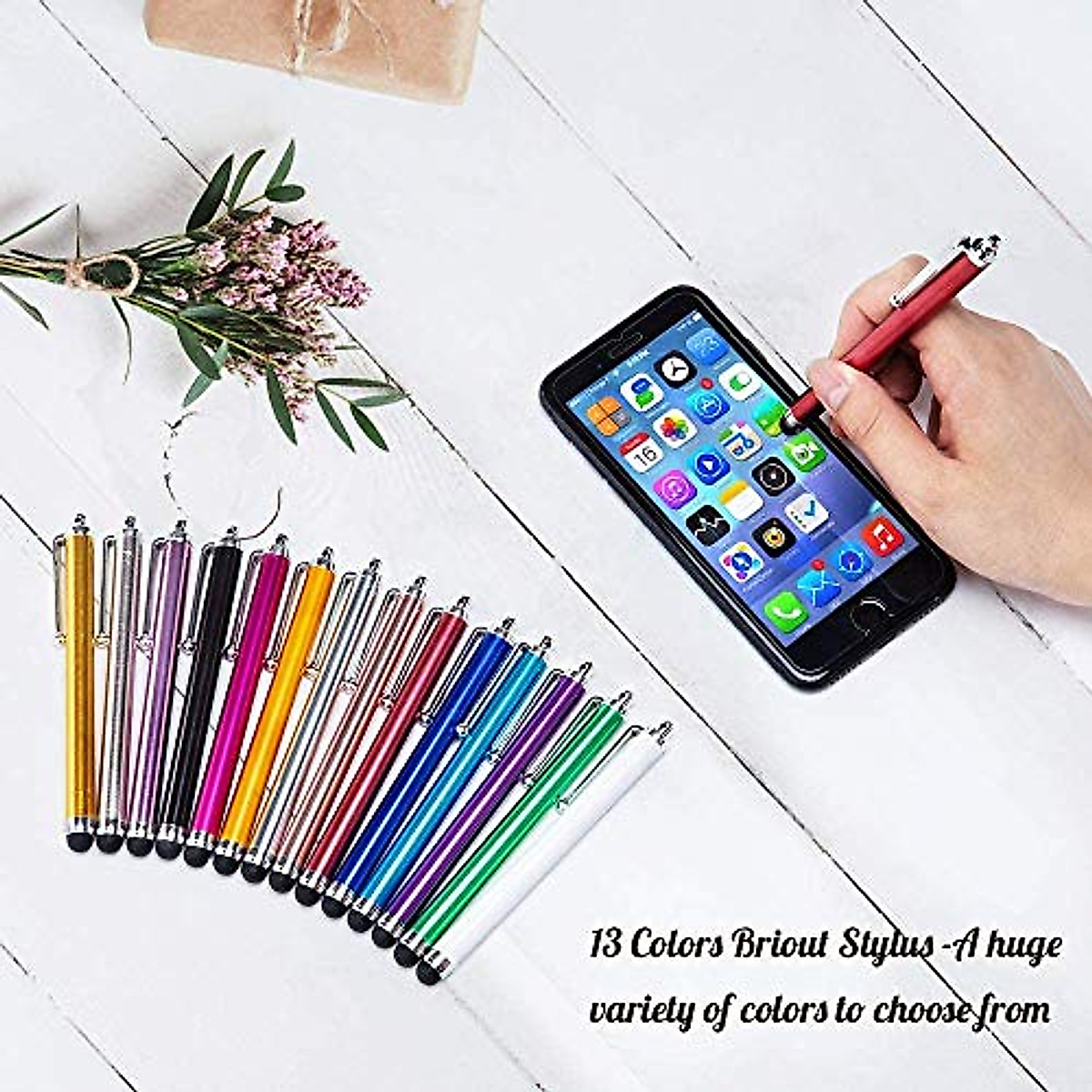 Briout Stylus Pens for Touch Screens, 36 Pack Capacitive Touch Screen Stylus for iPad, iPhone, Tablets, Samsung, Kindle Touch All Universal Touch Screen Devices (12 Multicolor)