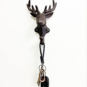 Grace Home Deer Head Hooks - Rustic Wall Hook Set