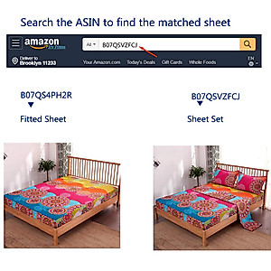 Pangzi Bohemian Duvet Cover Set Lightweight Microfiber Bedding Set Boho Floral Print Comforter Cover with Zipper Closure (Queen)