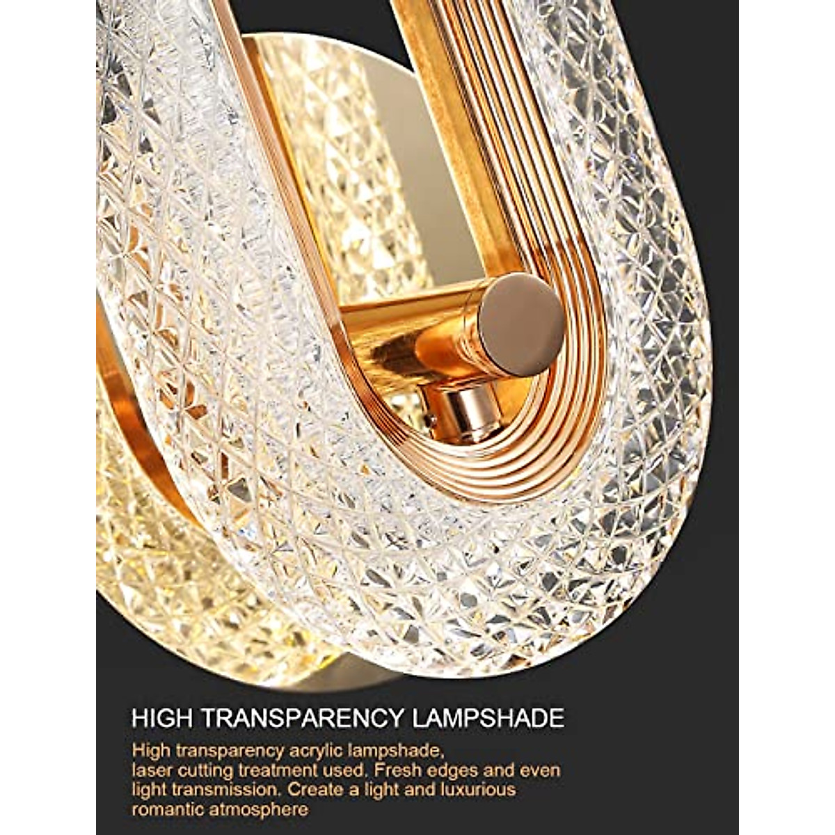 OYLYW Wall Sconces Set of Two, Acrylic led Wall Light lamp Vintage 3000k Vanity Lighting Fixture for Bedroom Bedside Bathroom Living Room Hallway(2 Pack)