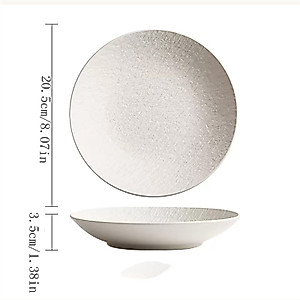 Dinner Plates Set Fruit Tray Household Deep Plate Ceramic Salad Bowl Soup Plate White Rock Dish Household Kitchen Restaurant Plate Round Frosted Dining Plate Kitchen Salad Bowl (Color : B, Size : 8.