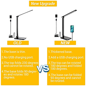 Desk Lamp, LED Desk Lamp, Desk Lamp for Home Office, 5 Color Modes Dimmable Desk Light, Desk Lamp with USB Charging Port, Office Lamp, Small Desk Lamps, Study Lamp, Reading Light, Table Lamp, Black