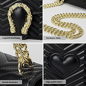 TAGDOT Fashion Metal Chain Shoulder Crossbody Bags for Women Handbag Purses Vegan Leather Clutches (Black)