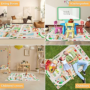 IKITOT Kid Rug Carpet Playmat for Toy Cars and Train，Play Area Rug with Rubber Backing，Fun Throw Rug，Ideal Gift for Children Baby Bedroom Play Room(80×120cm/32×47in)
