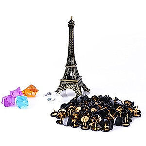 PTC Office 120PCS Steel Thumbtacks Drawing Pins Plastic Round Head Thumb Tacks 10mm/0.39 Inch Dia (Black)