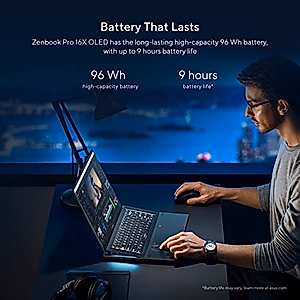 ASUS Zenbook Pro 16X OLED 16" 4K OLED 16:10 Touch Display, Dial, Intel i7-12700H CPU, GeForce RTX 3060 Graphics, 16GB RAM, 1TB SSD, Windows 11 Home, Tech Black, UX7602ZM-DB74T