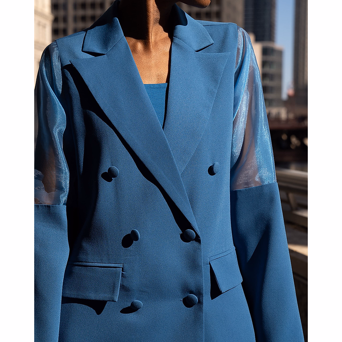 The Drop Women's Blue Sapphire Double Breasted Blazer by @signedblake, S