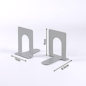 Yilicher Bookshelf Metal Bookend Heavy Duty Metal Bookshelf Tall Bookshelf for Office, Home, School, Gift Giving, Desk, Library Shelf Stand, (2 Pairs/4 Pieces,Grey)