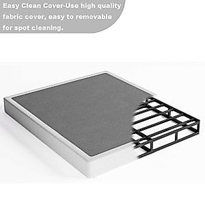 Daqutic Box Spring Queen，5 Inch Metal Box-Spring Only, Mattress Foundation, Heavy Duty Structure with Fabric Cover Metal Frame, Noise Free, Non-Slip, Easy Assembly