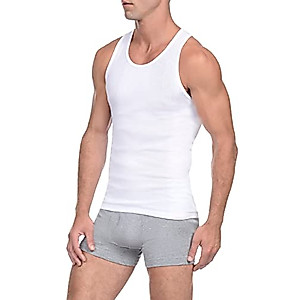 2(X)IST mens Essential Cotton Tank 3-pack Base Layer Top, Pure White, Large US