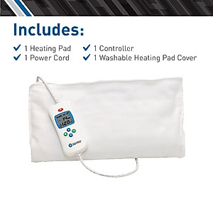 BodyMed Digital Moist Heating Pad with Auto Shut Off Heating Pad for Neck, Shoulder, Back and Muscle Discomfort Relief - 14 in. x 7 Inch, White