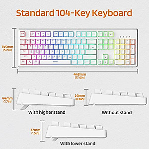 LTC NB1041 Nimbleback Wired Mechanical Keyboard, Hot-Swappable 104Keys RGB Backlit Gaming Keyboard, Red Switch/White