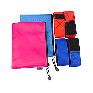 Hiverst 5 Legged Race Band, Outdoor Party Group Game for Kid Adult, Cooperative Team Race for Birthday Party, Relay Race, Field Day, Team-Building, Backyard Activity Game with Carrying Pouch(2 Pack