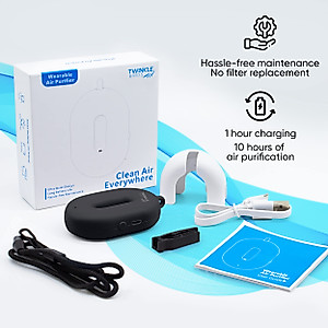 Wearable Air Purifier Necklace - Portable Personal Ionizer - Rechargeable Travel-Size Air Cleaner - Removes Dust Allergen Odor Viruses Bacteria - Use in Office Airplane Train Bus - For Kids and Family