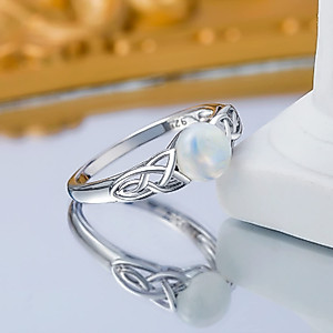 Gemsme 18K White Gold Filled 925 Sterling Silver 7.00mm Moonstone Victorian Style Solitaire Ring for Women (5)