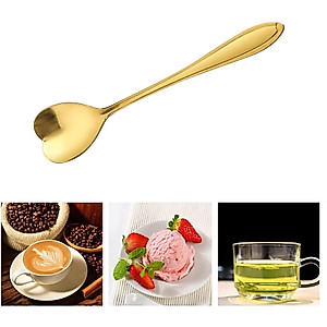 Set of 10 Heart-Shaped Gold Stainless Steel Spoons for Coffee, Desserts, and Tea - Ideal for Sugar, Stirring, Ice Cream, and Cake 5inch