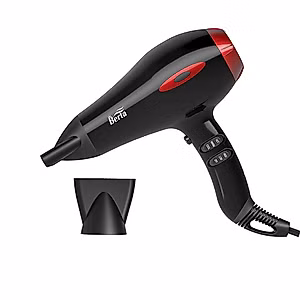 BERTA 1875W Professional Salon Hair Dryer Negative Ionic Blow Dryer, 2 Speed 3 Heat Settings Cool Button with AC Motor, Concentrator Nozzle & Diffuser