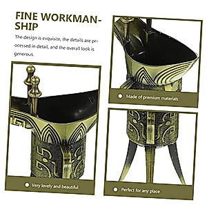 Hohopeti Antique Copper Mug Ancient Drinkware Gift Home Decoration Cup Tea Table Decoration Antique Cup Prop Retro Wine Cup Tripod Office Ornaments Zinc Alloy Chinese Style