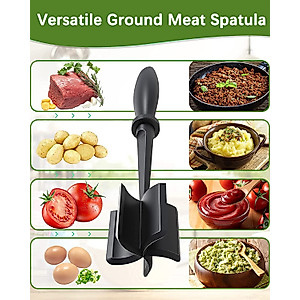Upgrade Meat Chopper, Heat Resistant Meat Masher for Hamburger Meat, Ground Beef Smasher, Nylon Hamburger Chopper Utensil, Ground Meat Chopper, Non Stick Mix Chopper, Mix and Chop, Potato Masher Tool