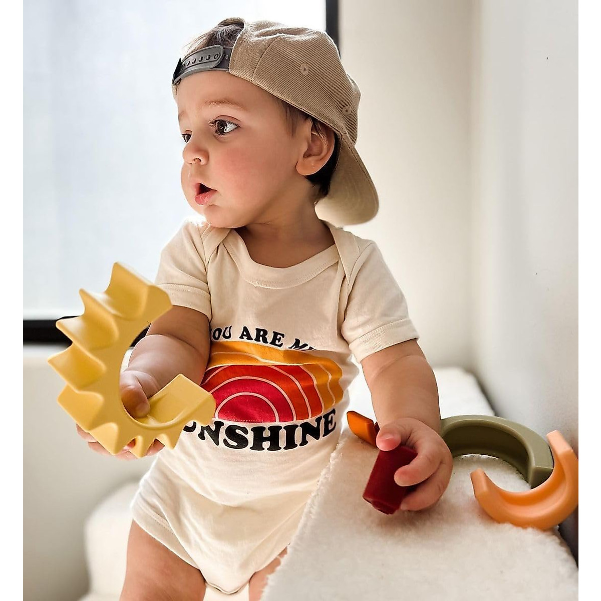 Nuby Soft Silicone Stackable Sun Interactive Toy for Early Development, Creativity, 12+ Months