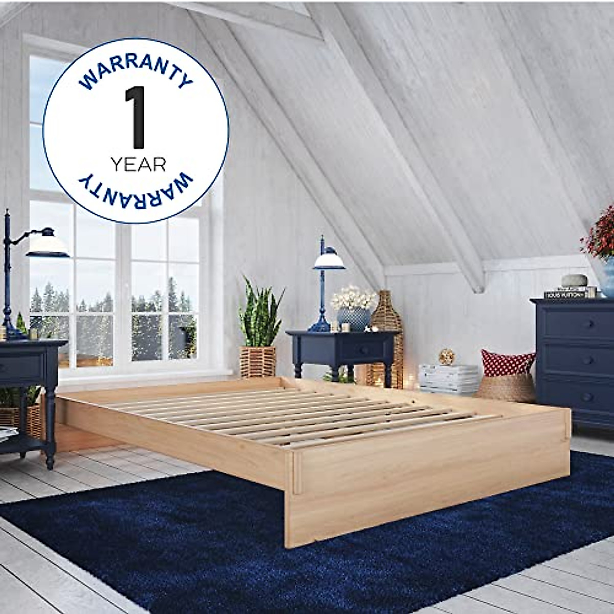 Classic Brands Liberty Wood Platform Bed Frame, Maple with Natural Finish, Queen