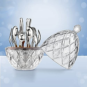 Silverware Set Flatware 24-Piece for 6,Glass Egg-shaped Organizer，Stainless Steel Tableware Cutlery Set，Kitchen Utensils，Spoon and Fork Set,Dishwasher Safe