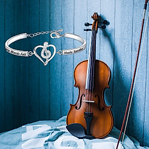 TGBJE Music Bracelet Music Gift Where Words Fail Music Speak Music Lover Gift Music Teacher Gift (Music bangle)