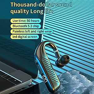 Bluetooth Headset Wireless Bluetooth 5.2 Business Ear Hanging Headphone with Mic, 250mAh LED Digital Display Screen Noise Reduction Sweatproof Earphones for Cell Phone, Car, Office, Sports