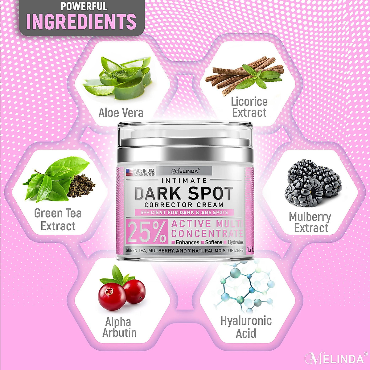 Dark Spot Corrector Cream for Face, Body & Sensitive Areas - Made in USA - Dark Spot Remover with Arbutin & Hyaluronic Acid - Even Skin Tone - 1.7 Oz