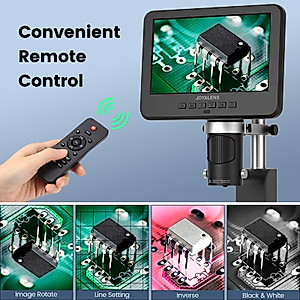 JOYALENS JL246PS 3 Lens HDMI Digital Microscope, UHD 4000× 24MP Biological Microscope with Prepared Slides, Coin Microscope for Full-Size Coin Error Coins, 7'' LCD Screen, Windows PC Compatible, 32GB