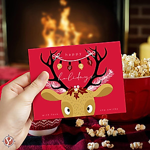 Blank Red A2 (4.25" x 5.5") Cards with Green Envelopes – Great for Customized and Personalized Holiday, Christmas and New Year Greetings, Party Invitations, Thank You Cards and Announcements – 25 SETS