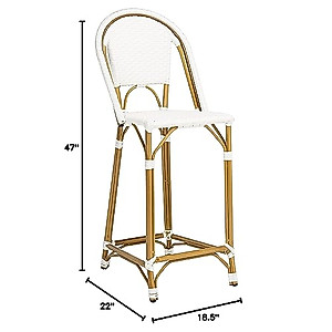 Safavieh PAT4038C Outdoor Collection Zaid White Stackable 30-inch Bar Stool
