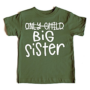 Olive Loves Apple Only Child to Big Sister Sibling Announcement Shirts for Baby and Toddler Girls Sibling Outfits Vintage Burgundy Shirt