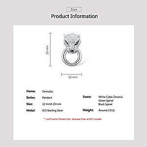 Santuzza Panther Pendant 925 Sterling Silver Leopard Pendants White Cubic Zirconia Green Spinel Jaguar Jewelry