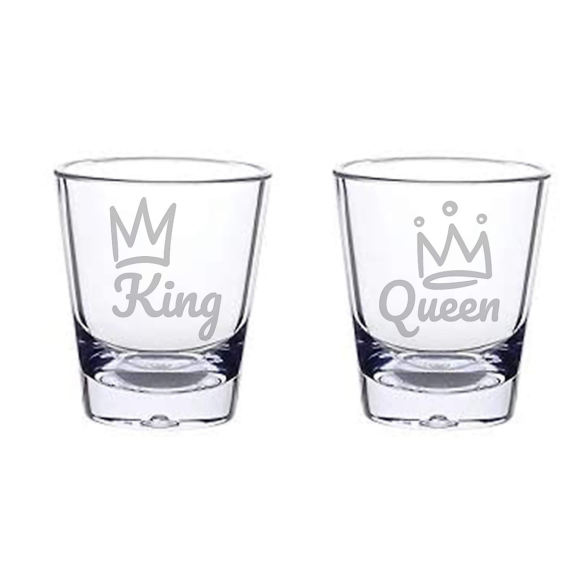 Alankathy Mugs King Queen His Hers Wifey Hubby husband Wife shot glass 1.5 oz set of 2 for anniversary wedding celebration