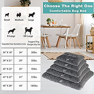 Dog Bed, Plush Soft Pet Mat Pad & Furniture，Washable Anti-Slip Dog Crate Bed for Large Medium Small Dogs and Cats (36"x23.5", Grey)