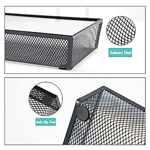 BYCY 4 Pack Silverware Drawer Organizer, Mesh Utensil Organizer for Kitchen Storage, Black Steel Metal Mesh Tray for Flatware Fork Spoon Knife (9 x 6 x 2 Inch)